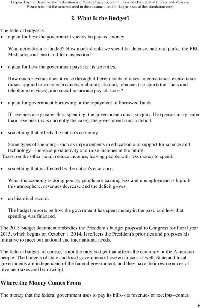 Federal Budget Approval Simulation Worksheet Answers Printable Worksheets
