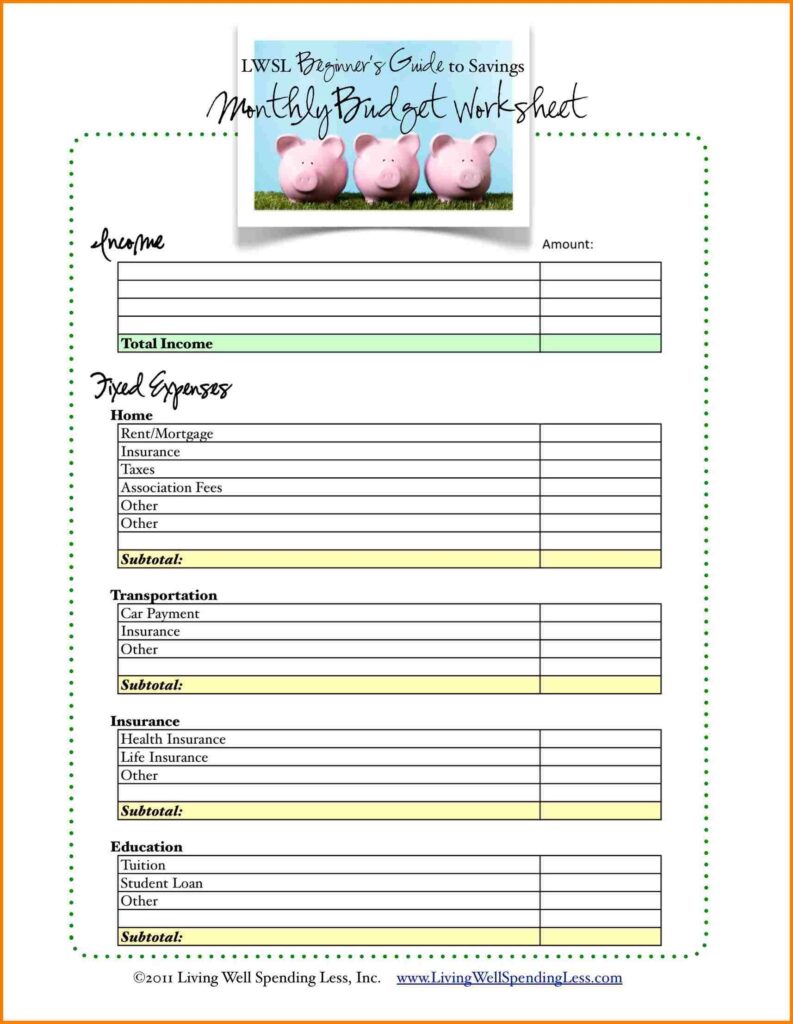Budget Worksheets For Middle School Students Printable Worksheets