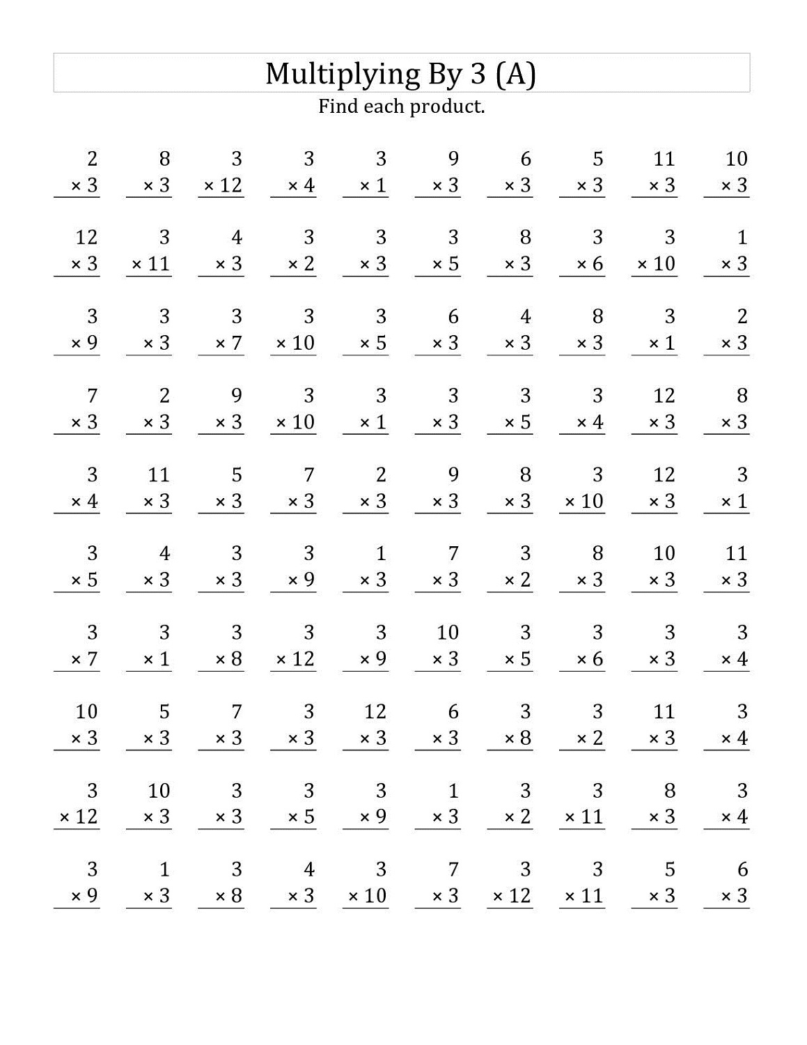 Multiplication By 3 Worksheets Printable Worksheets