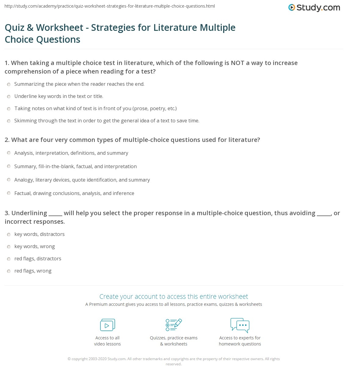 Multiple Choice Test Taking Strategies Worksheets Printable Worksheets