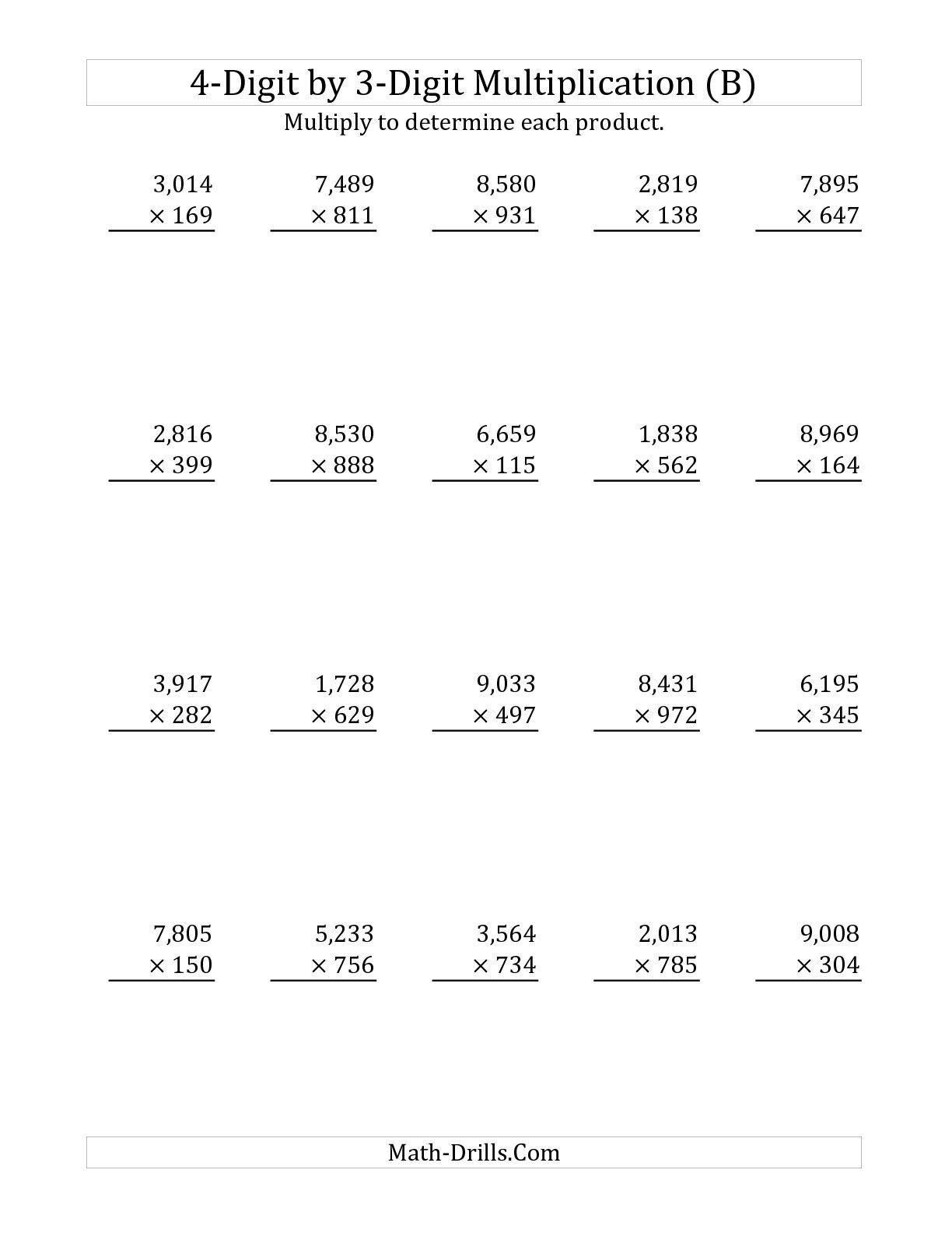 4 Digit Multiplication Worksheets Printable Worksheets