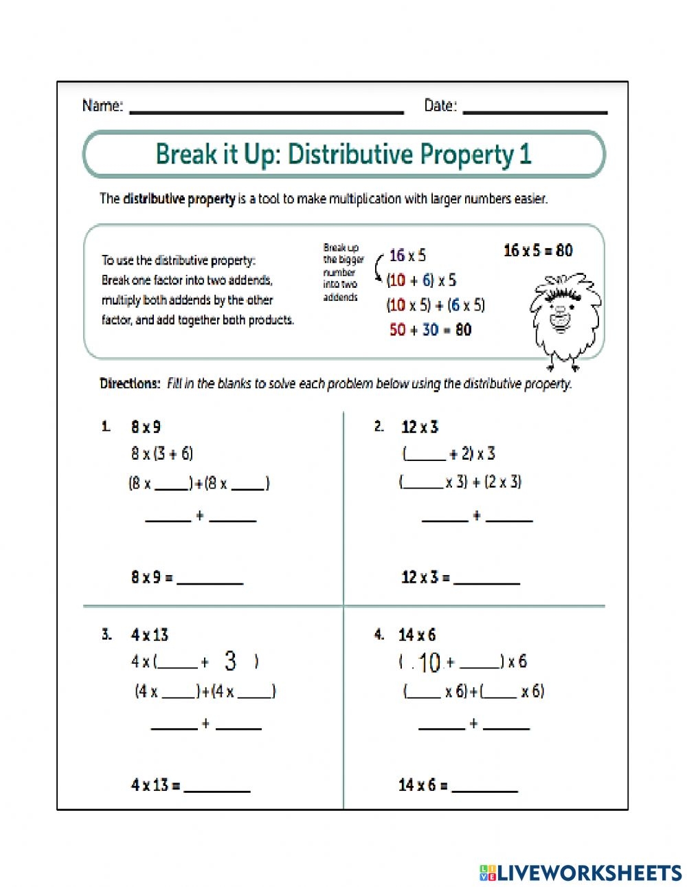 Distributive Property Of Multiplication Worksheets Pdf Printable Distributive Property Of Multiplication Worksheets Pdf Printable