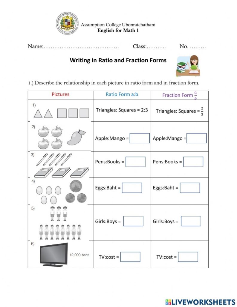 Writing Ratios Worksheet Pdf Printable Worksheets
