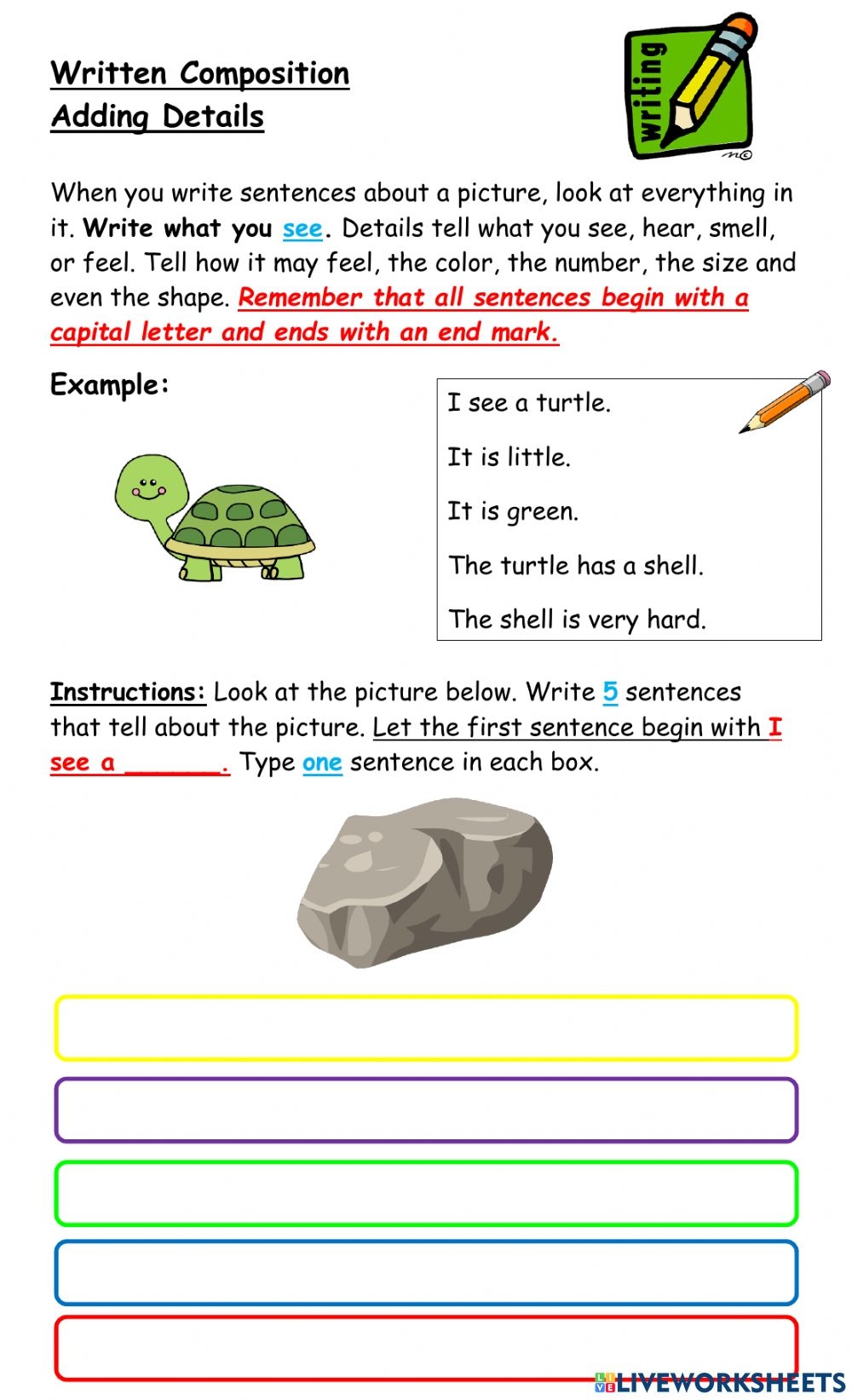 Adding Details To Writing Worksheets Printable Worksheets
