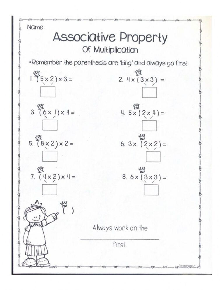 Associative Property Of Multiplication Worksheets Printable Worksheets