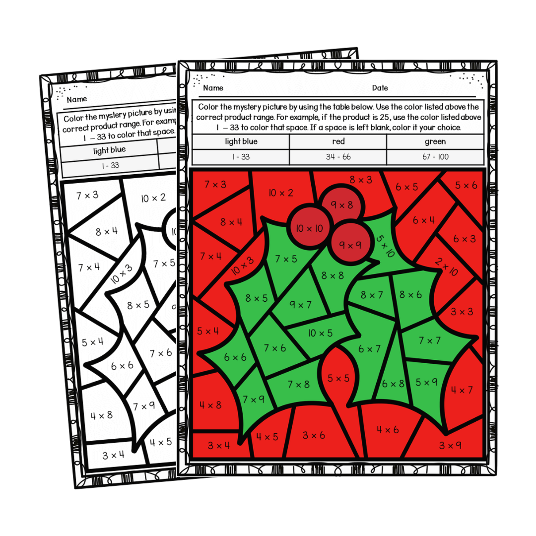 Christmas Multiplication Color By Number Printable Worksheets Christmas Multiplication Color By Number Printable Worksheets