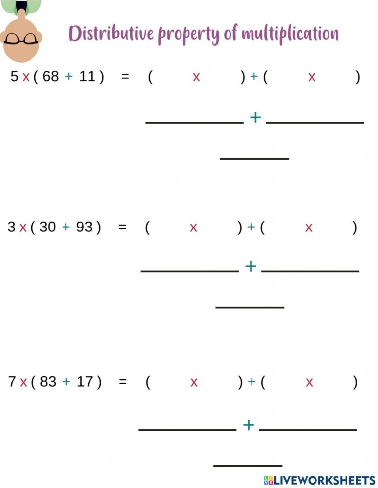 Distributive Property Multiplication Worksheets - Printable Worksheets