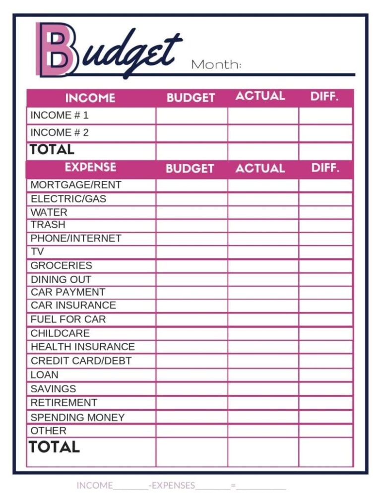 Single Mom Budget Worksheet Printable Worksheets
