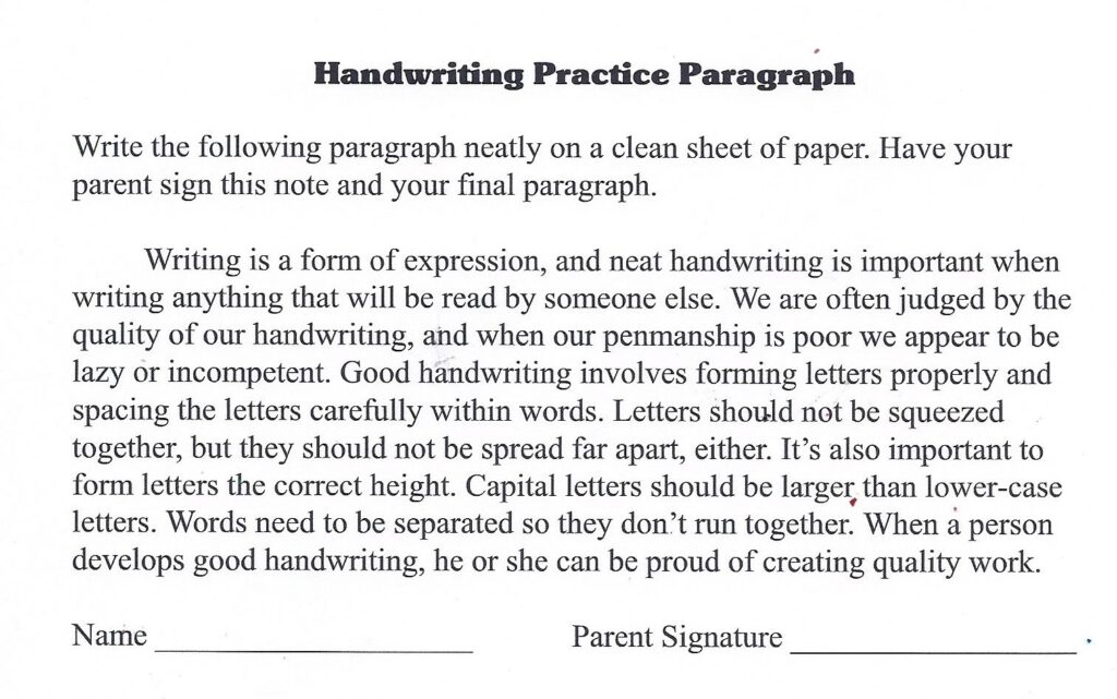 Handwriting Practice Paragraph For Adults Printable Worksheets