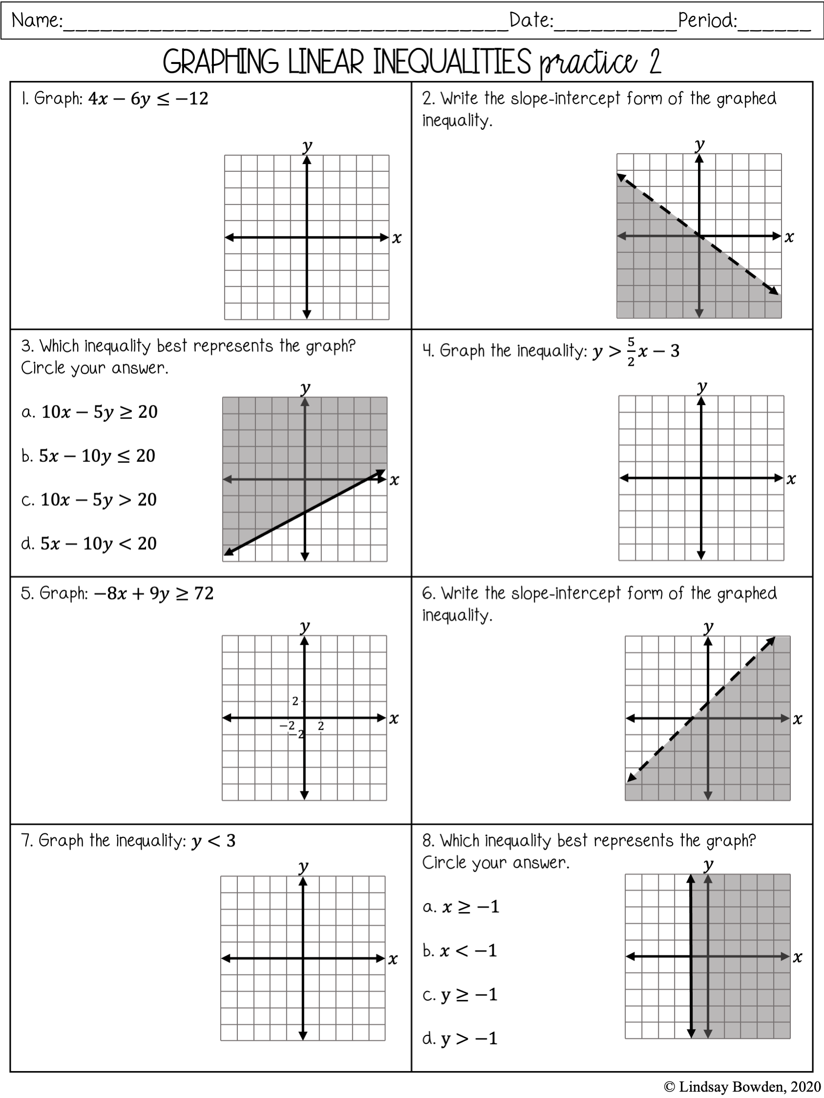 Writing Linear Inequalities Worksheet Printable Worksheets