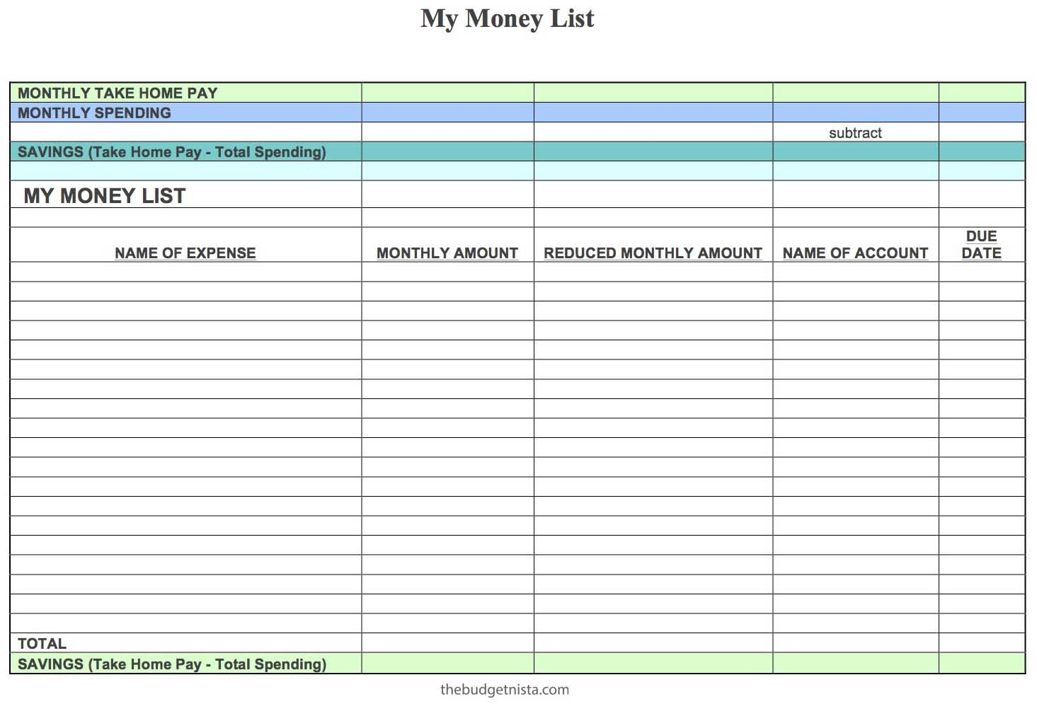 The Budgetnista Budget Worksheet Printable Worksheets