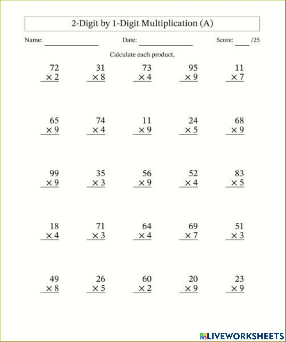 Year 6 Multiplication Worksheets Printable Worksheets