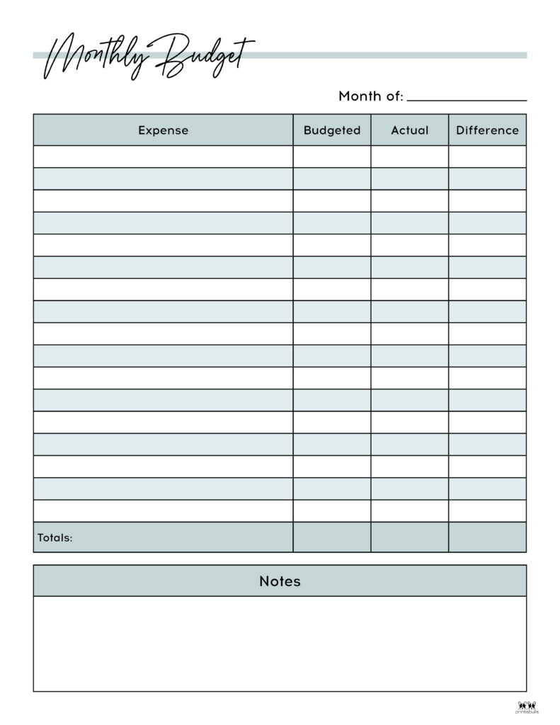 Free Monthly Budget Templates Printable Printable Worksheets