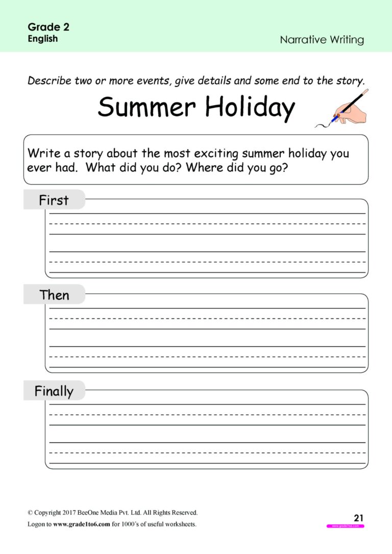 Writing Worksheets For Grade 2 - Printable Worksheets