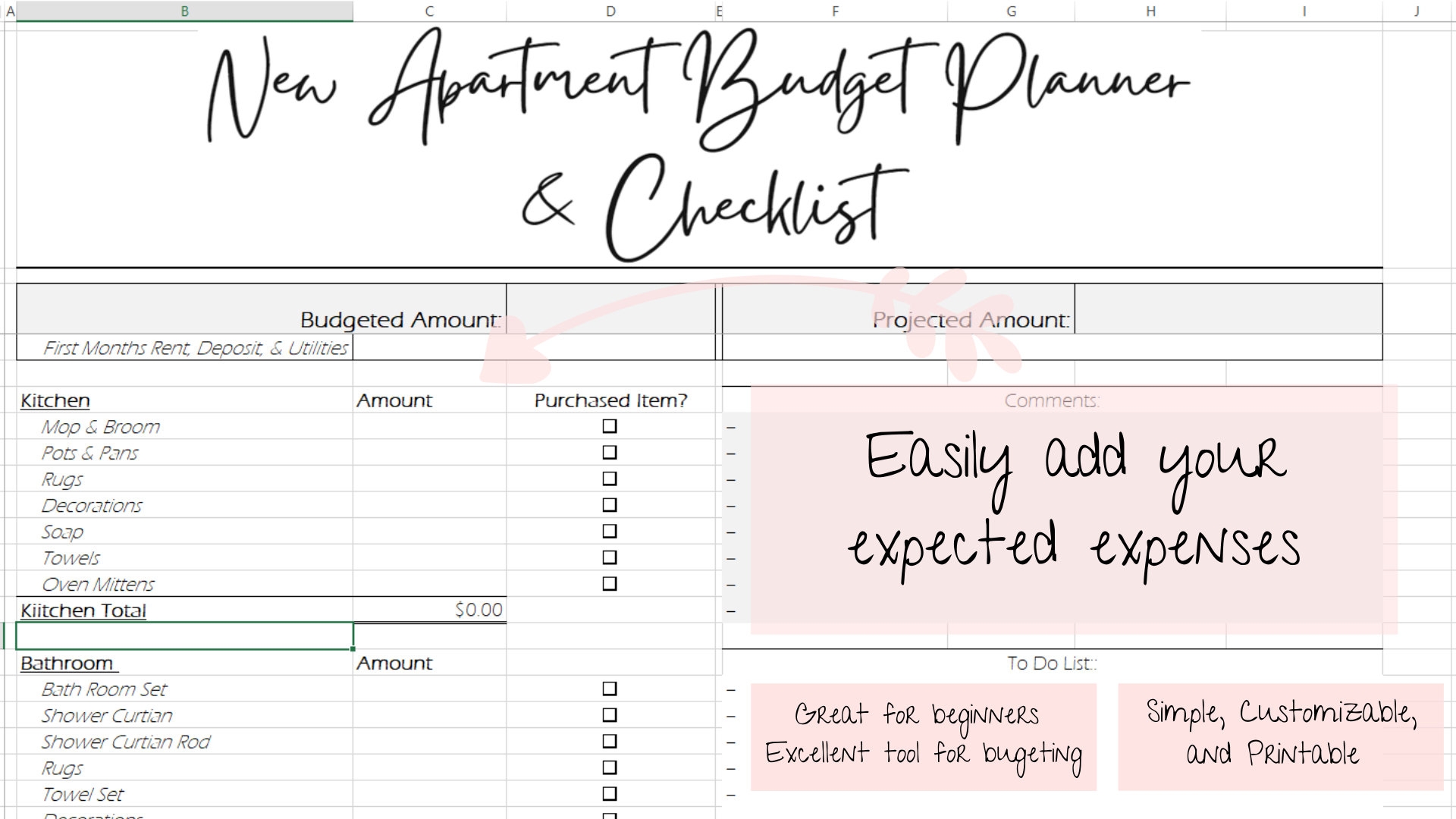 Beginner First Apartment Budget Worksheet Printable Worksheets