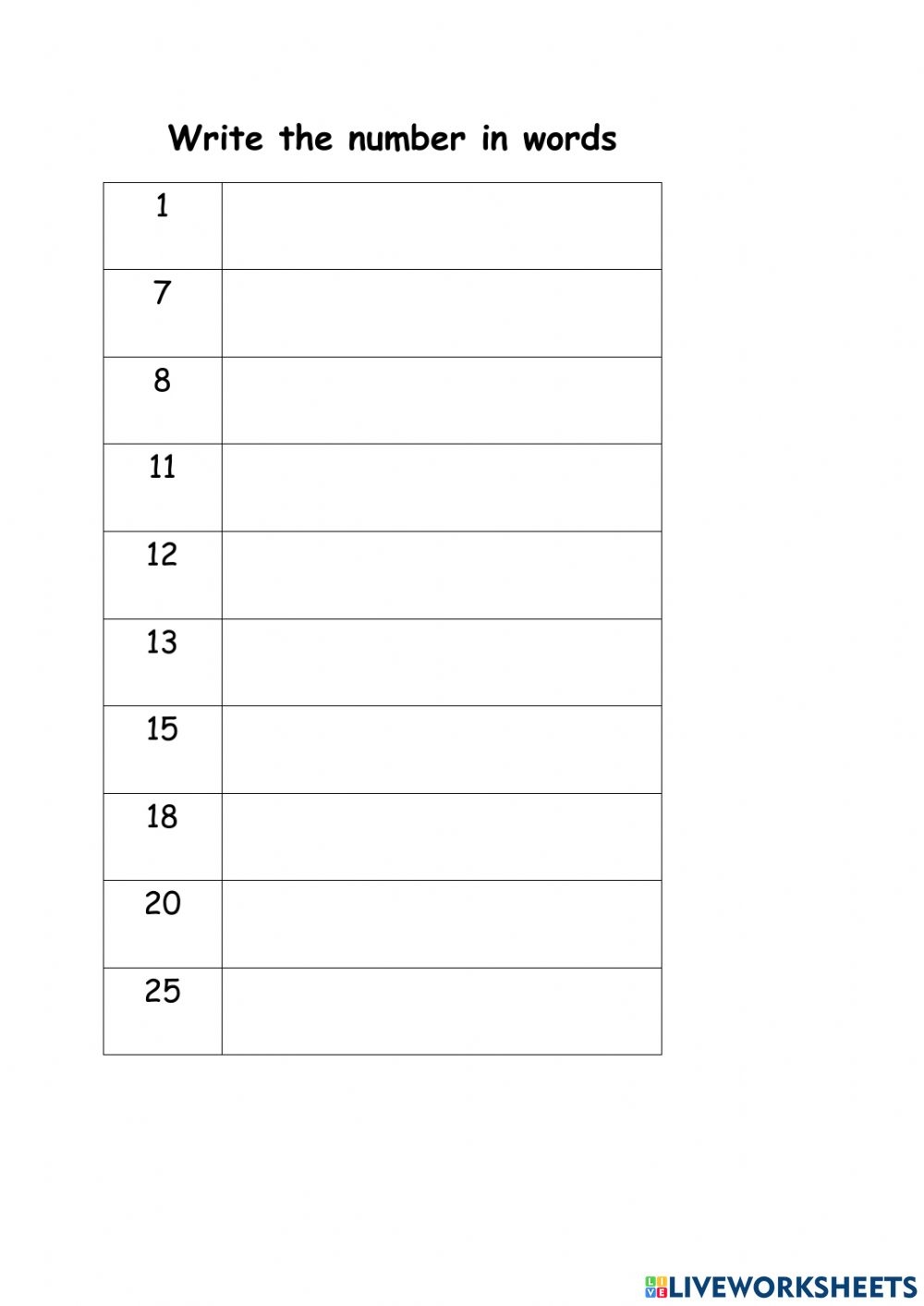 Writing Numbers 1 25 Worksheet Printable Worksheets