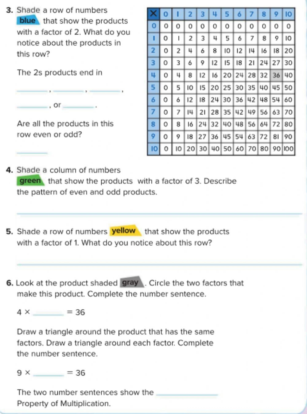 Multiplication Table Patterns Worksheets Printable Worksheets