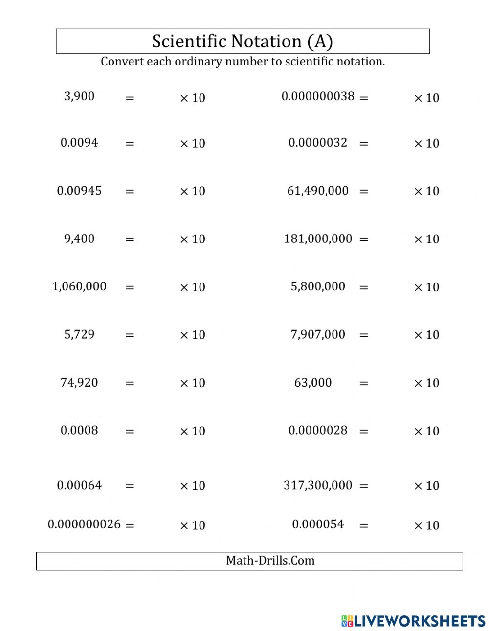 Writing Scientific Notation Worksheet Printable Worksheets Writing Scientific Notation Worksheet Printable Worksheets