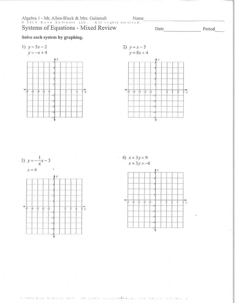 Writing Systems Of Equations Worksheet Printable Worksheets