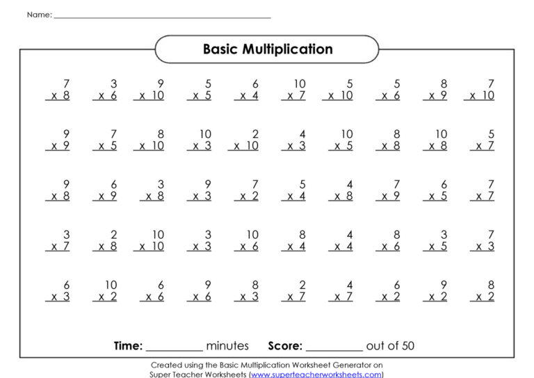 Multiplication Worksheets Super Teacher Printable Worksheets