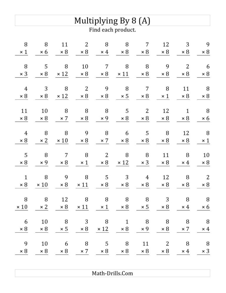 8th Grade Multiplication Worksheets - Printable Worksheets