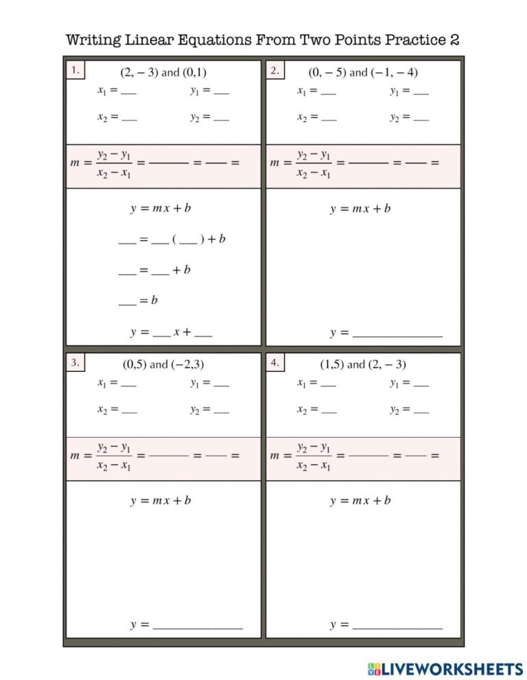 Worksheet Level 2 Writing Linear Equations Printable Worksheets