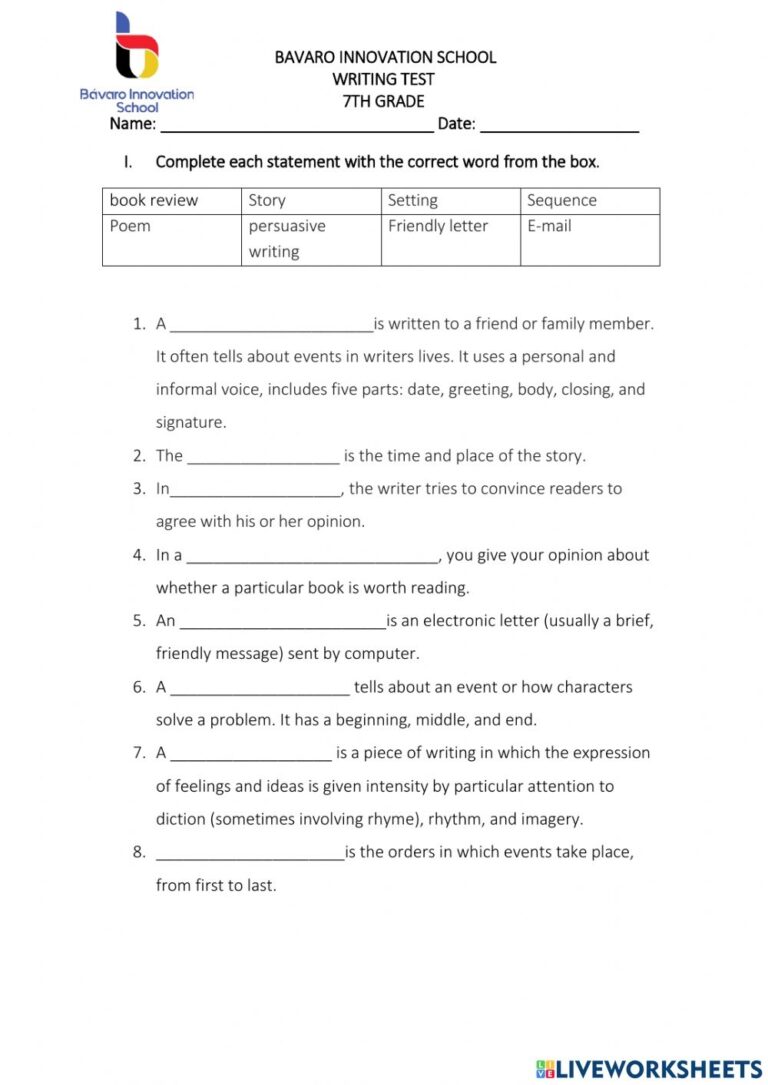 7th Grade Writing Worksheets Printable Worksheets 7th Grade Writing Worksheets Printable Worksheets